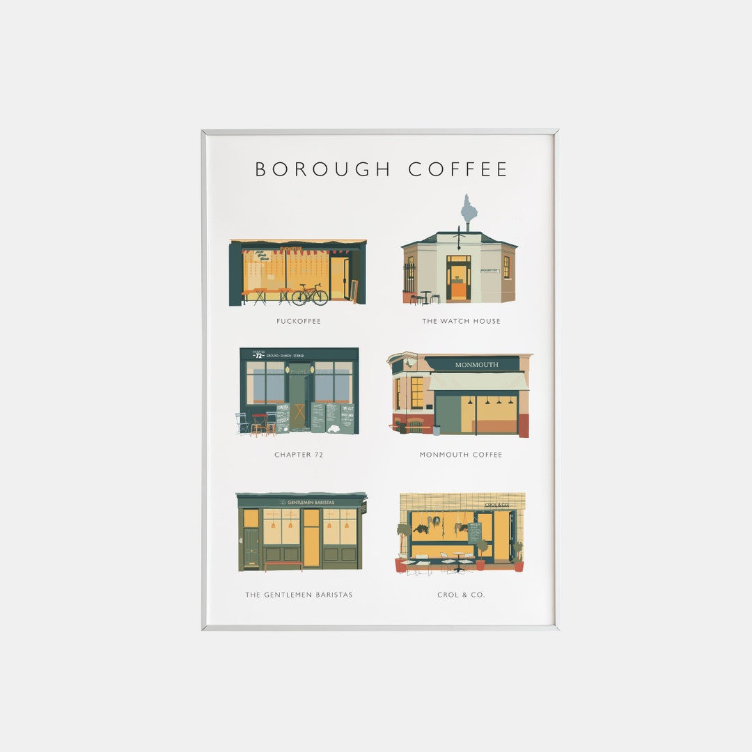Borough Coffee Shops London Print Typographic Colour Gallery Wall South ...