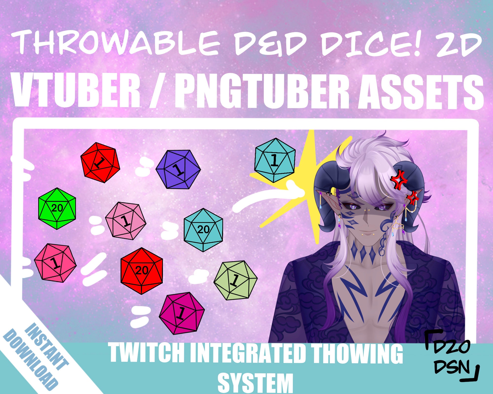 D20 Vtuber Asset Twitch Integrated Throwing System, Pngtuber Asset ...