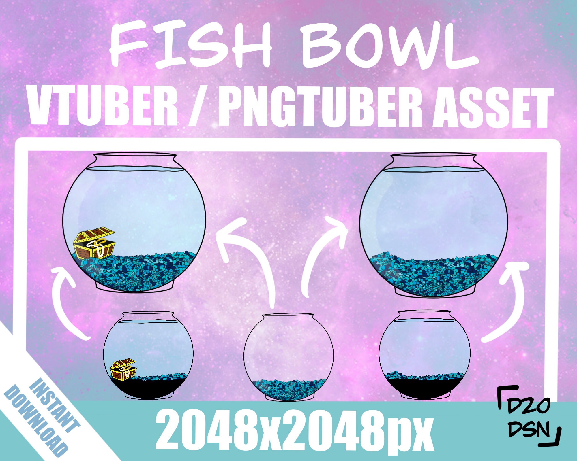 Vtuber / PNGtuber FISH BOWL / Funny Stream Overlay/Assets / - Etsy México