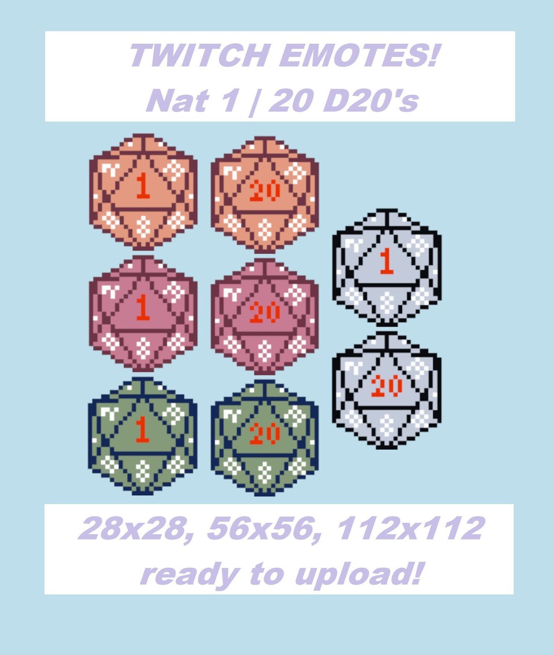 Twitch Dnd D&D Dungeons and Dragons Emotes Nat 1 Nat 20 - Etsy