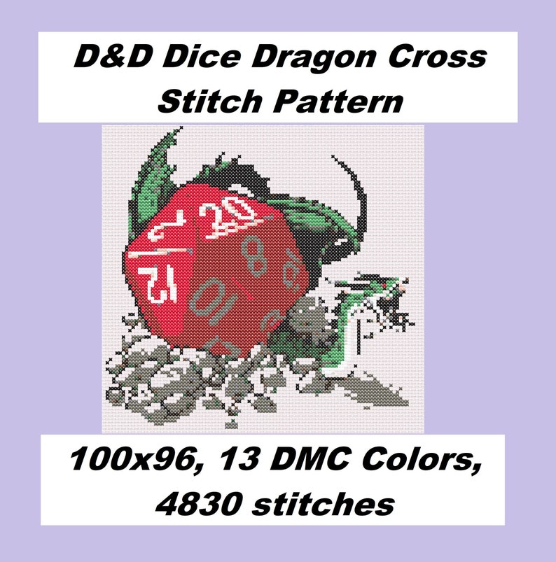 Cross Stitch Pattern Dungeons and Dragons D20 Dnd D&D Dice - Etsy