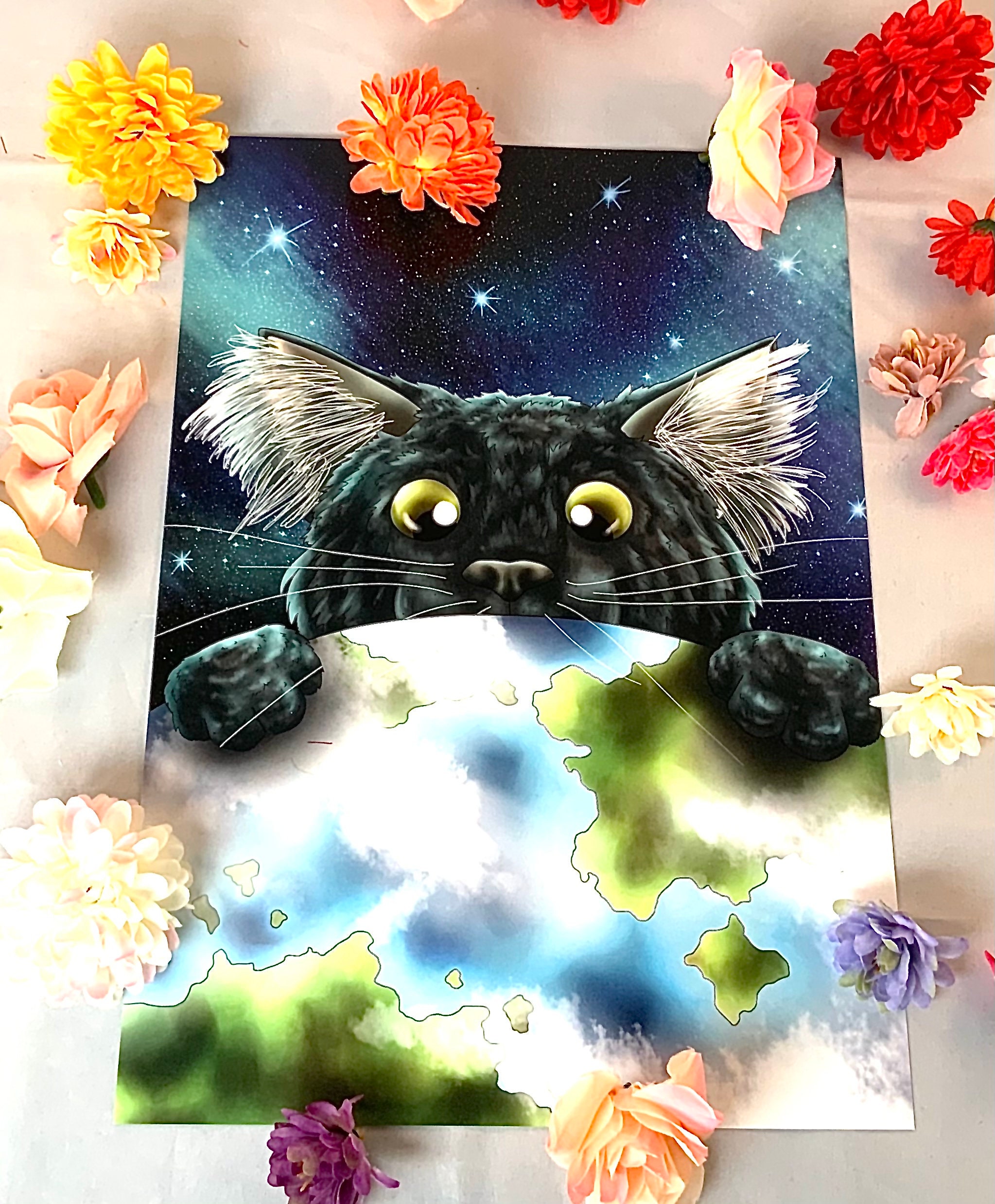 Cat Poster A4 Cute Cat Posters for Cat Fans Cat Gift Cat Art Print Cat ...