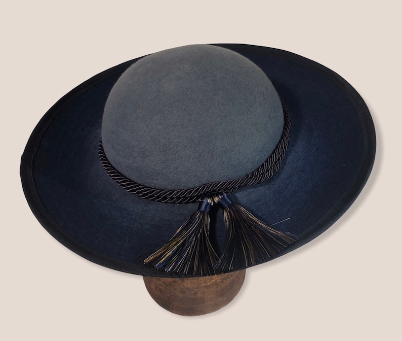 BLACK Wool Felt Saturno or Cappello Romano - Etsy