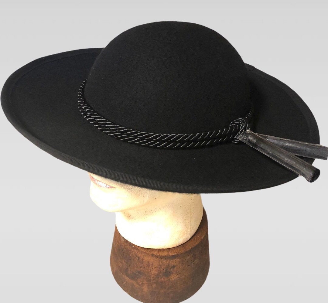 BLACK Wool Felt Saturno or Cappello Romano - Etsy