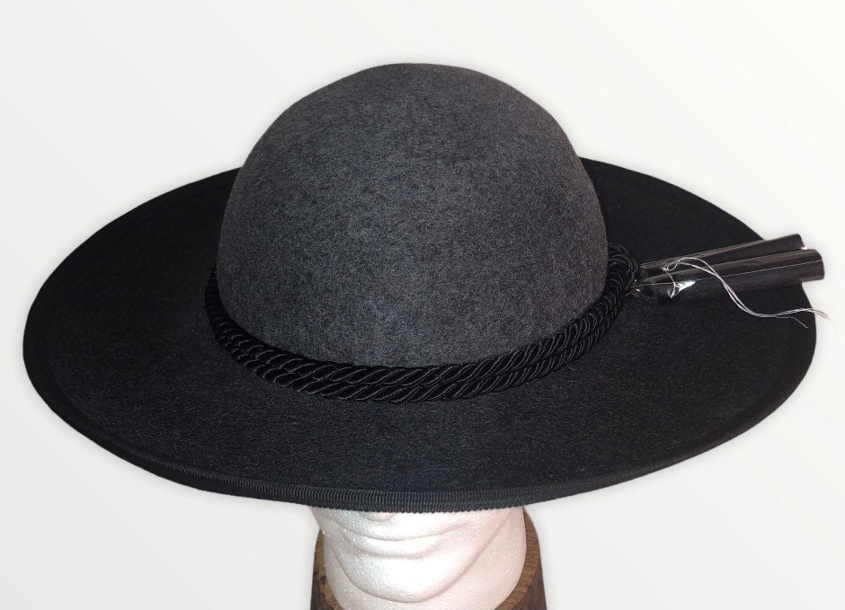 BLACK Wool Felt Saturno or Cappello Romano - Etsy
