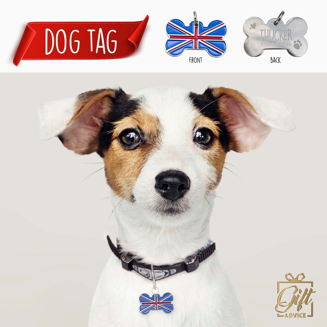 U.K. Flag Pet ID Tag Union Jack Dog Tag, British ID Medallion ...
