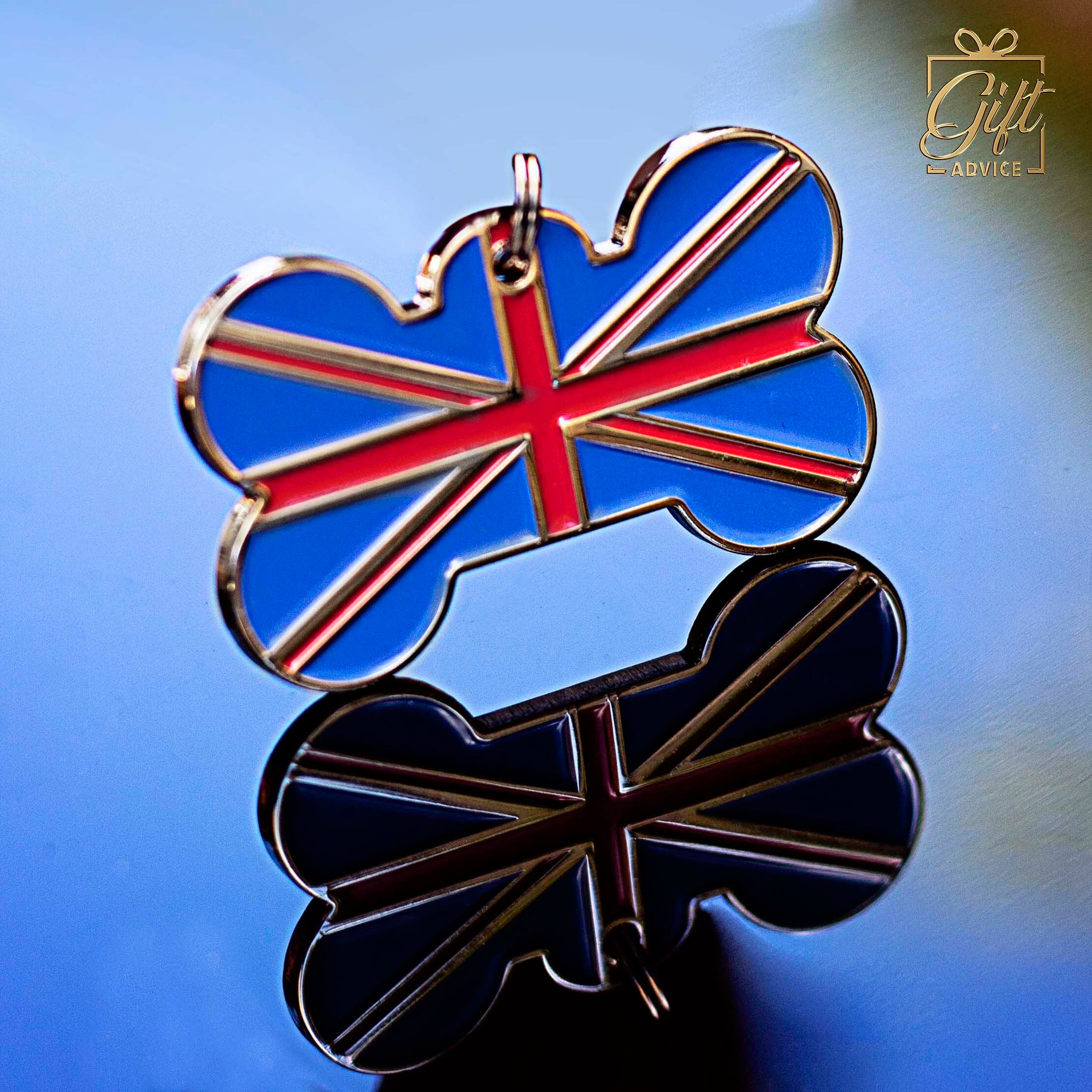 U.K. Flag Pet ID Tag Union Jack Dog Tag British ID Medallion | Etsy