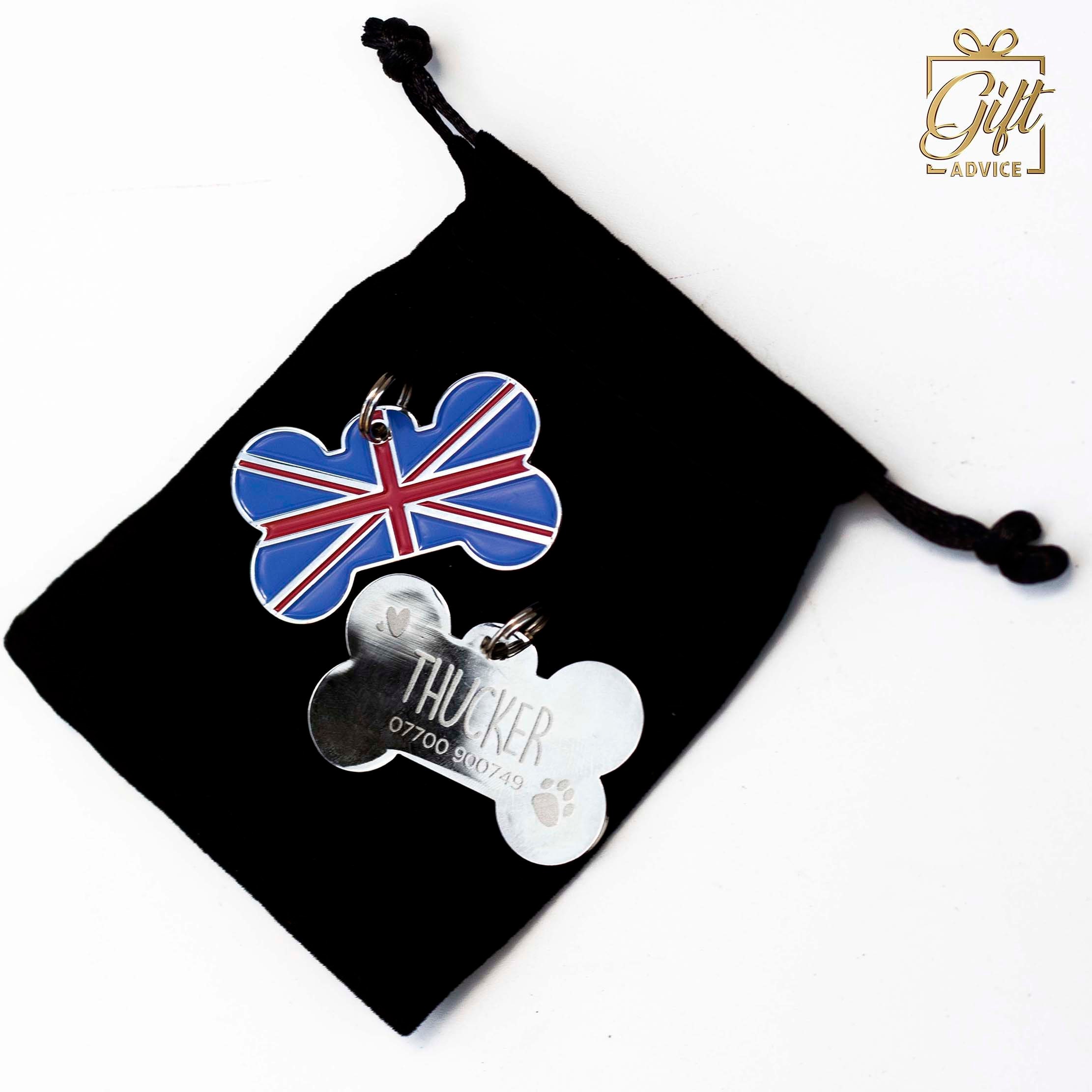 U.K. Flag Pet ID Tag Union Jack Dog Tag British ID Medallion | Etsy