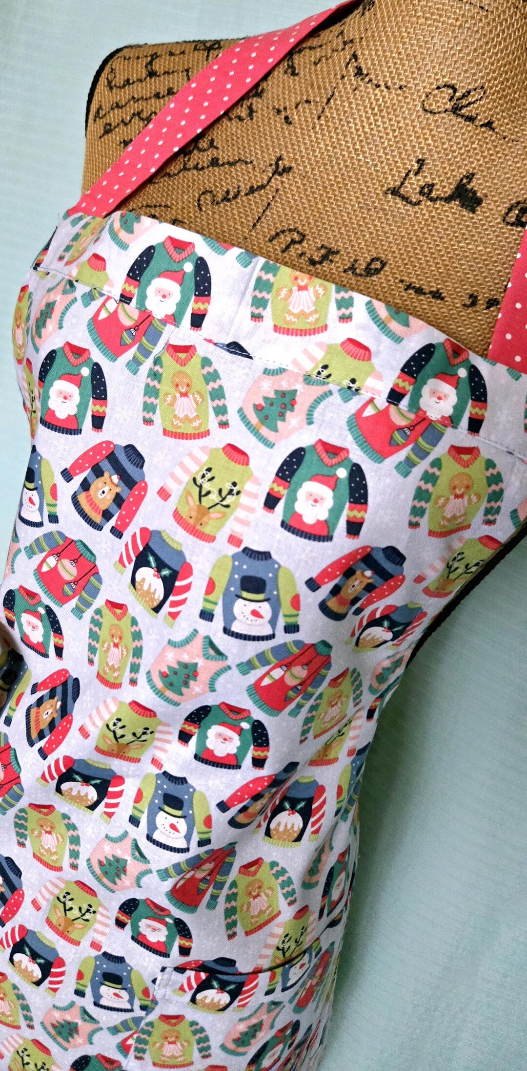 Super Cute Ugly Sweaters Apron With Pockets Blue and White Chef Host ...