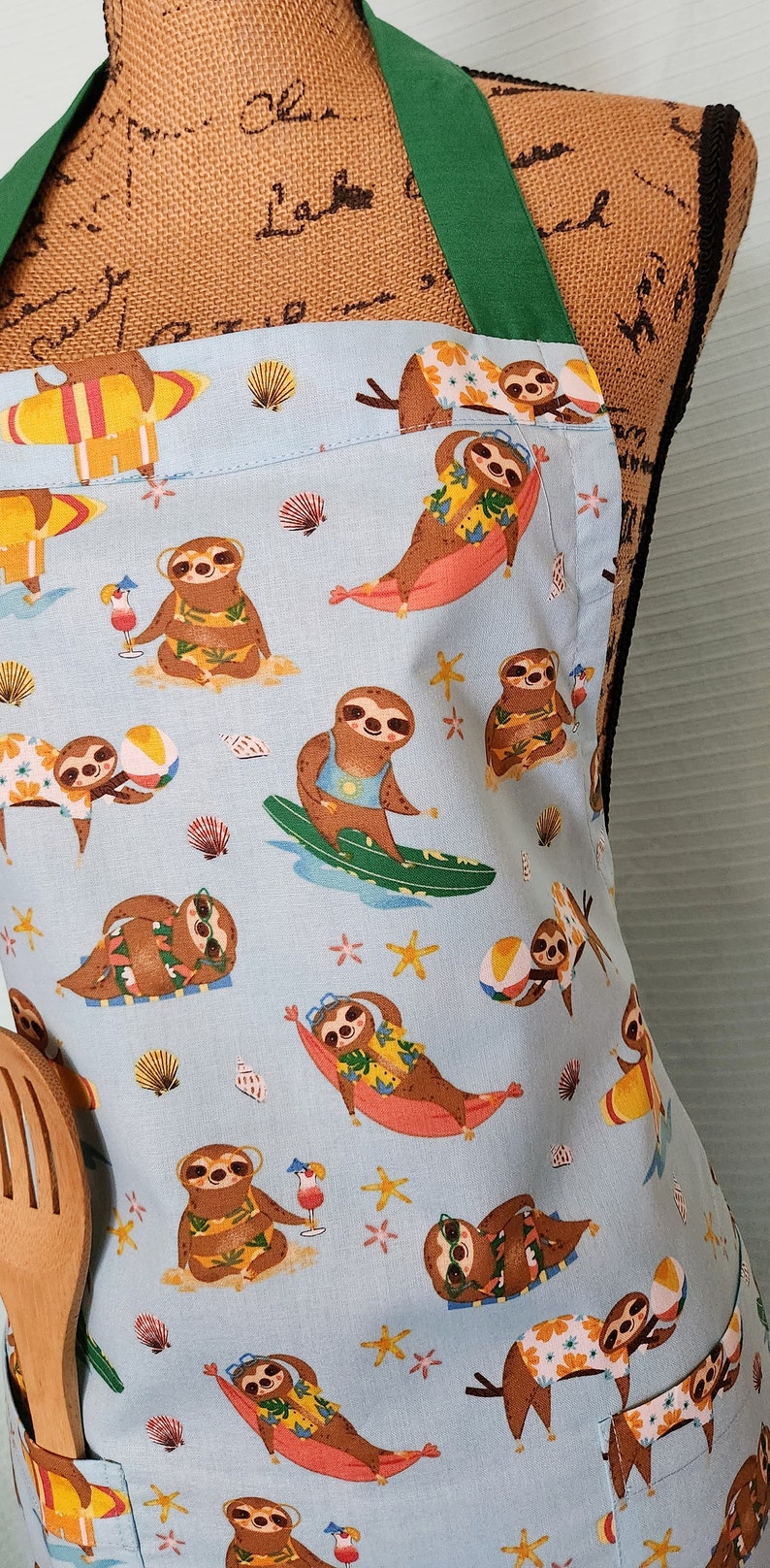 Super Cute Sloths on Vacation Beach Chef Host Gift School Crafts Baker ...