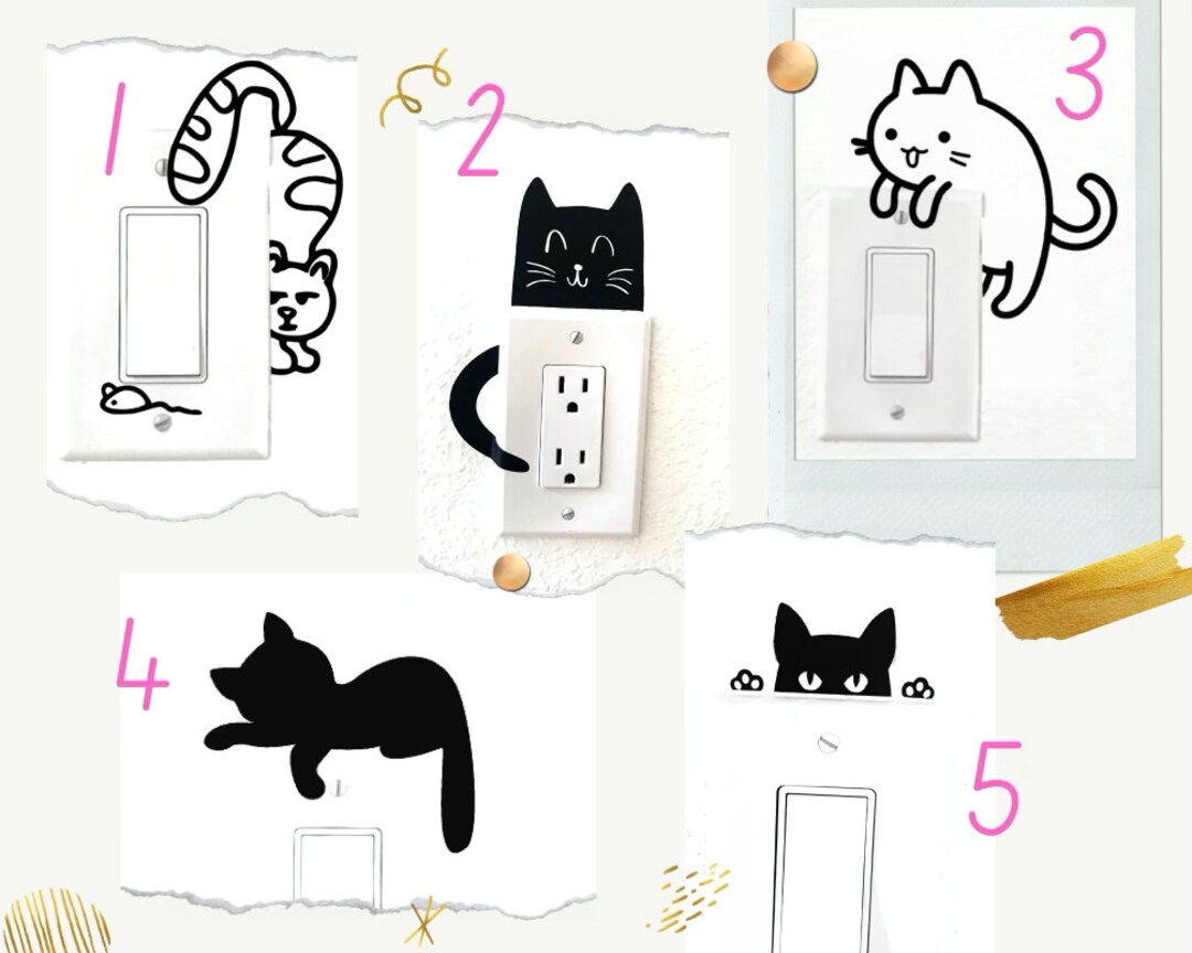 Cat Light Switch, Electrical Outlet Decal Decoration, Kid Boy Girl Room ...