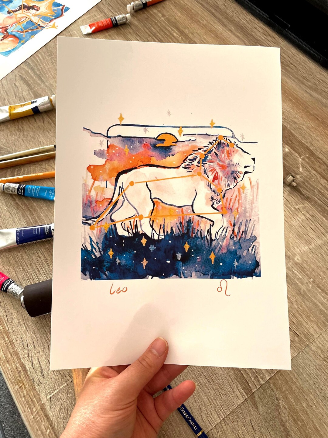 Leo Zodiac Constellation-art Print-celestial Watercolour Painting ...