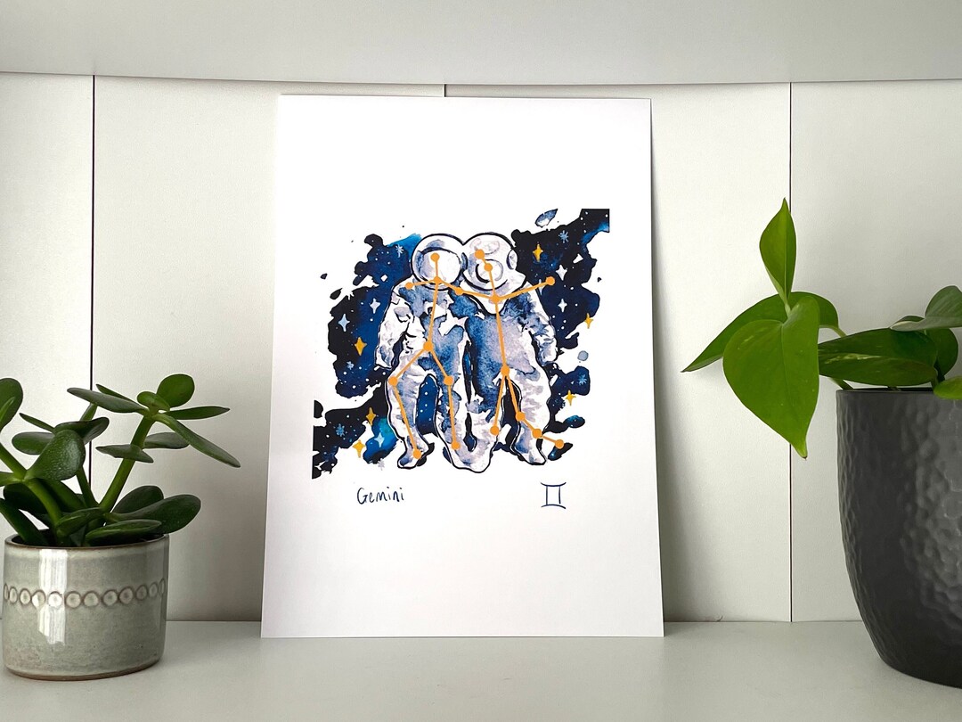 Gemini Art Print-watercolour Painting Illustration-birthday Gifts for ...