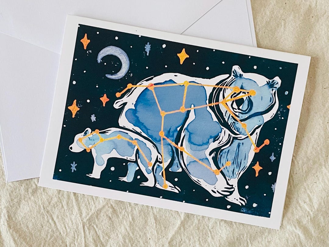 Ursa Major Minor Greeting Card / Big Dipper Little Dipper / Mama Bear ...