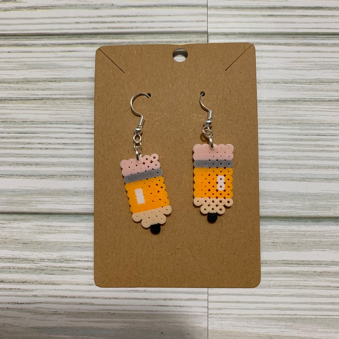 Perler Bead Earrings, Pixel Bead Jewelry, #2 Pencil Novelty Earrings ...