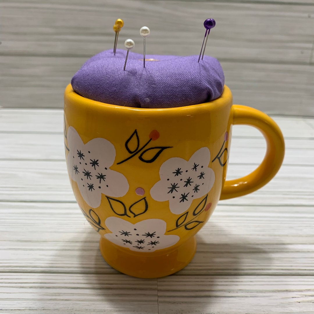 Floral Pin Cushion, Coffee Cup Pin Cushion, Tea Cup Pin Cushion ...