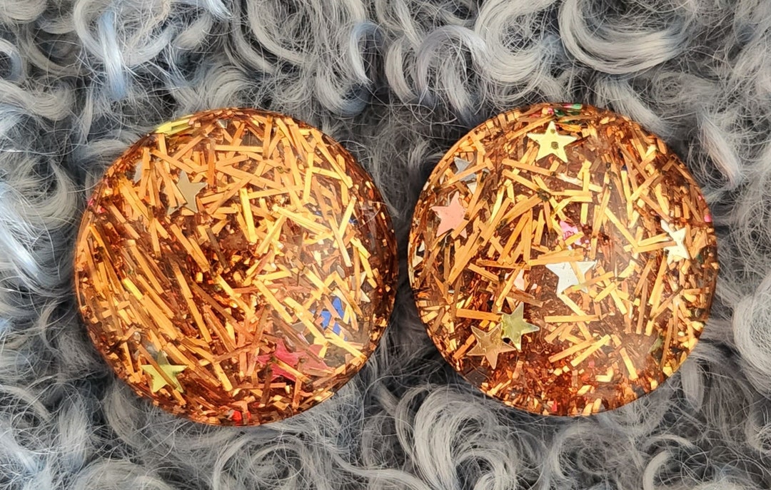 Vintage 1960's Lucite Confetti With Stars Earrings! Clip Style and ...