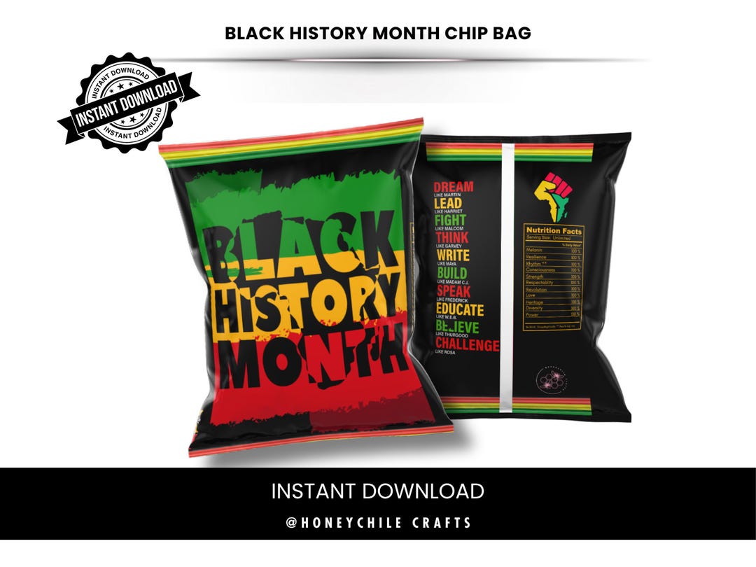Black History Month Chip Bag Template | African American Celebration ...