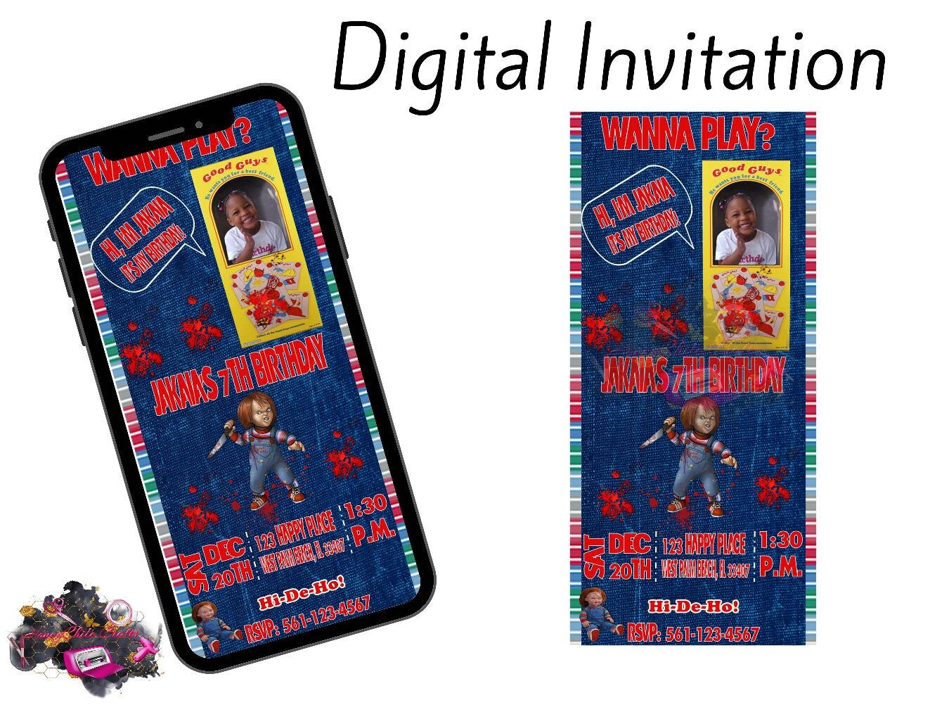 Chucky Chip Bag Digital Invitation Water Bottle Capri Sunrice Krispie ...
