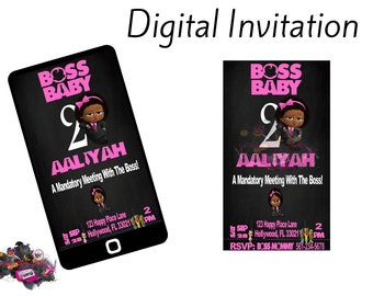 Black Boss Baby Girl Invitations - Etsy