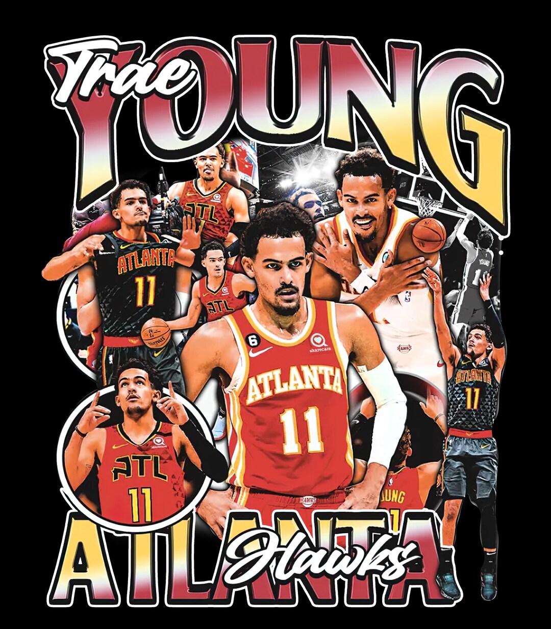 Trae Young Basketball PNG Digital Download, High-resolution Sports Art ...