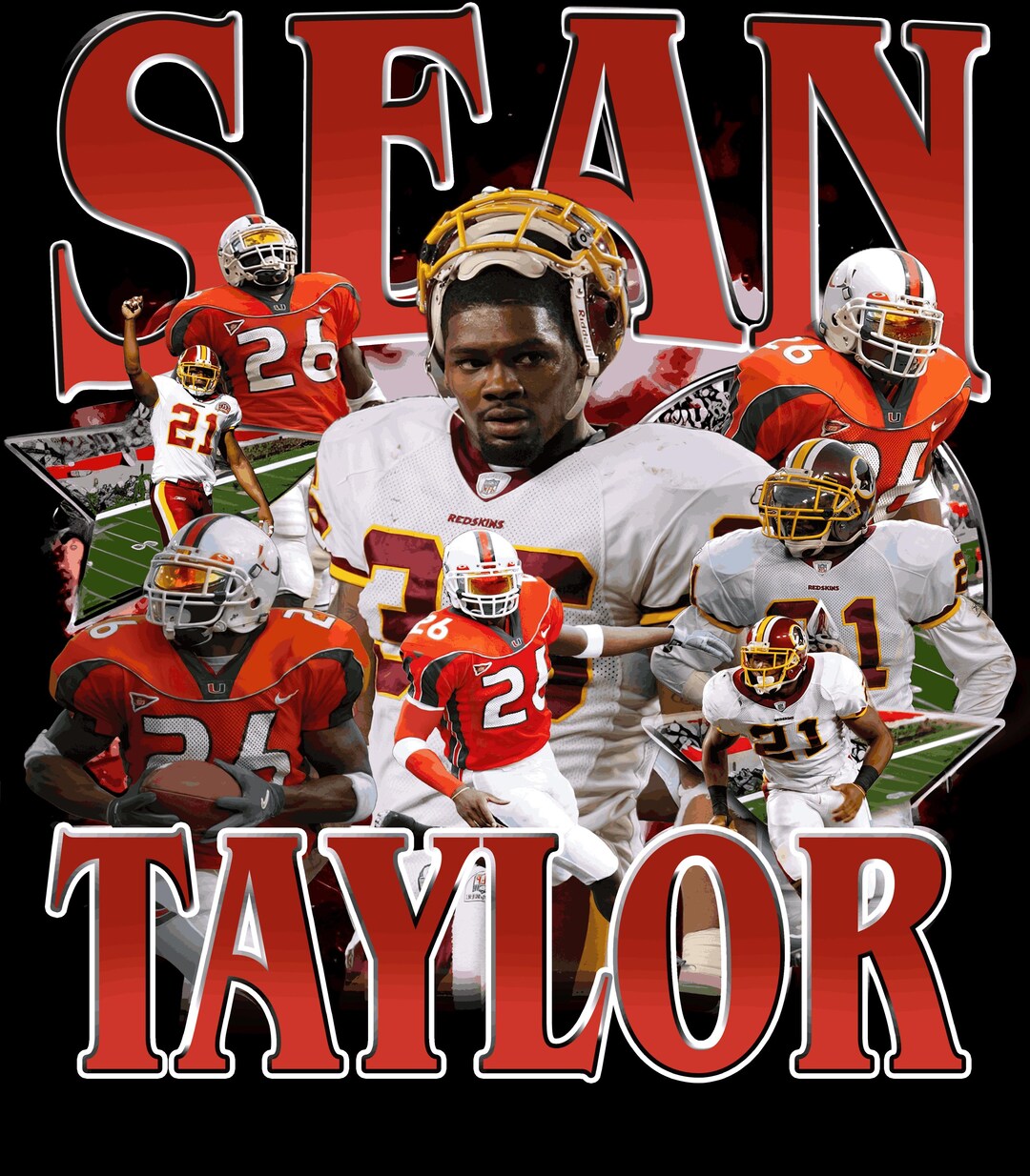 Sean Taylor Football PNG Digital Download, High-resolution Sports Art ...