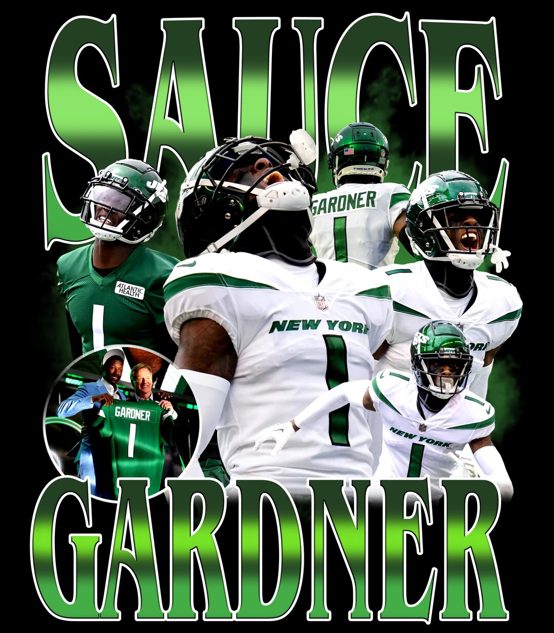 Sauce Gardner Football PNG Digital Download, High-resolution Sports Art ...