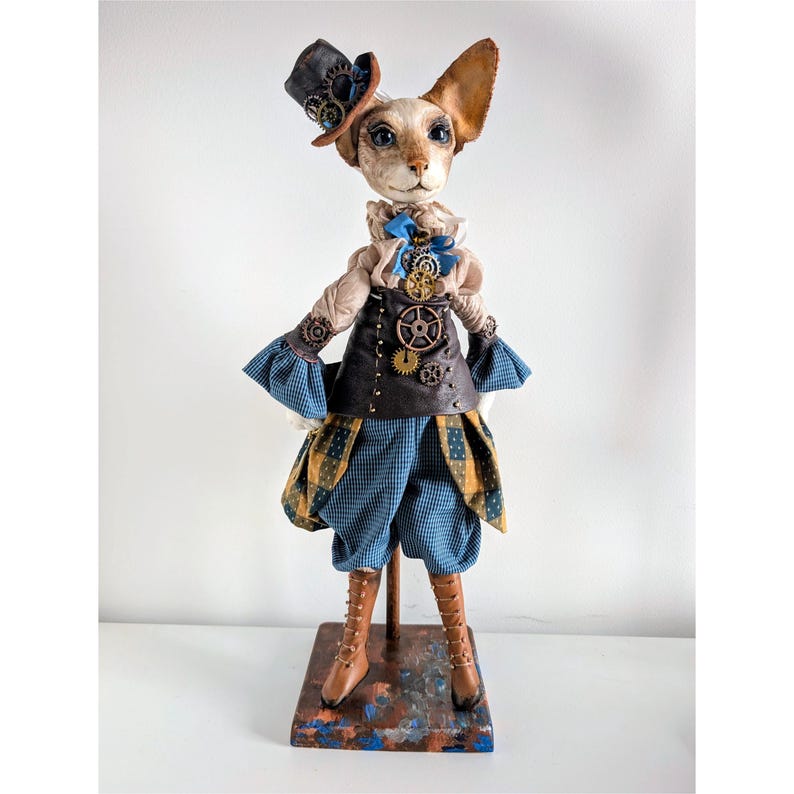 OOAK Steampunk Siamese Cat Art Doll – Poseable Collectible Sculpture ...