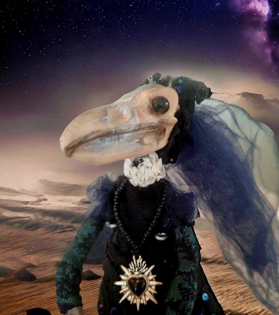 8 Skull Ornament Raven Bird Art Doll Creature Victorian Goth Doll ...