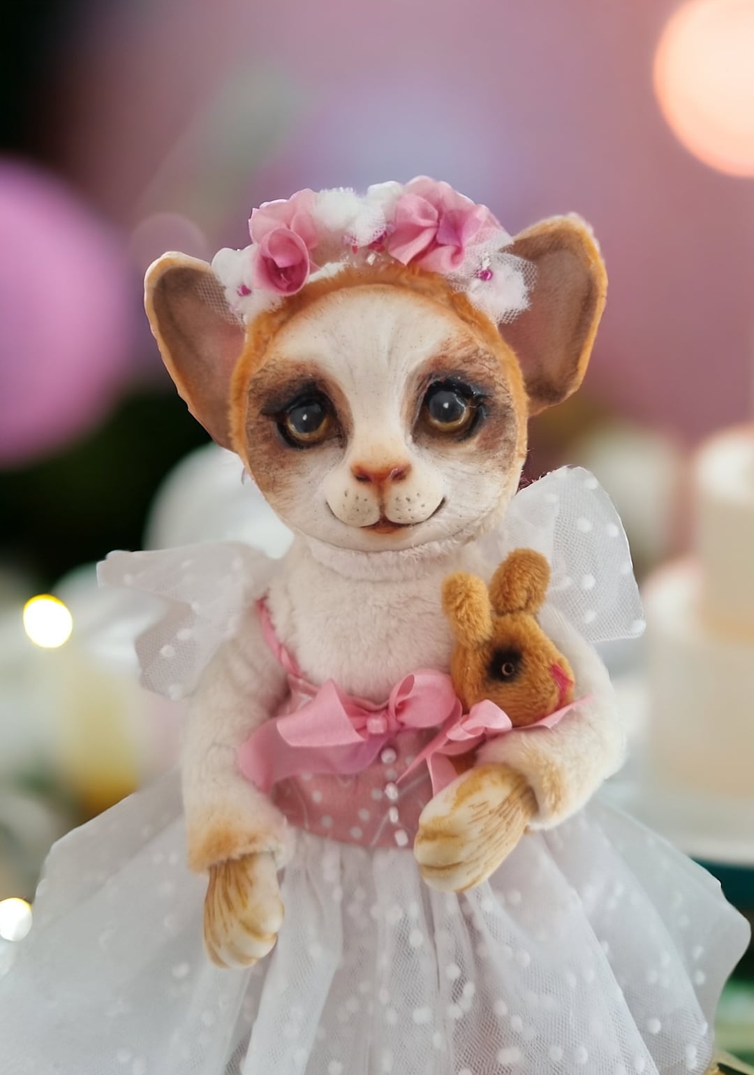 8.7" Handmade Cat Doll Poseable Art Doll Creature Cat Ballerina ...