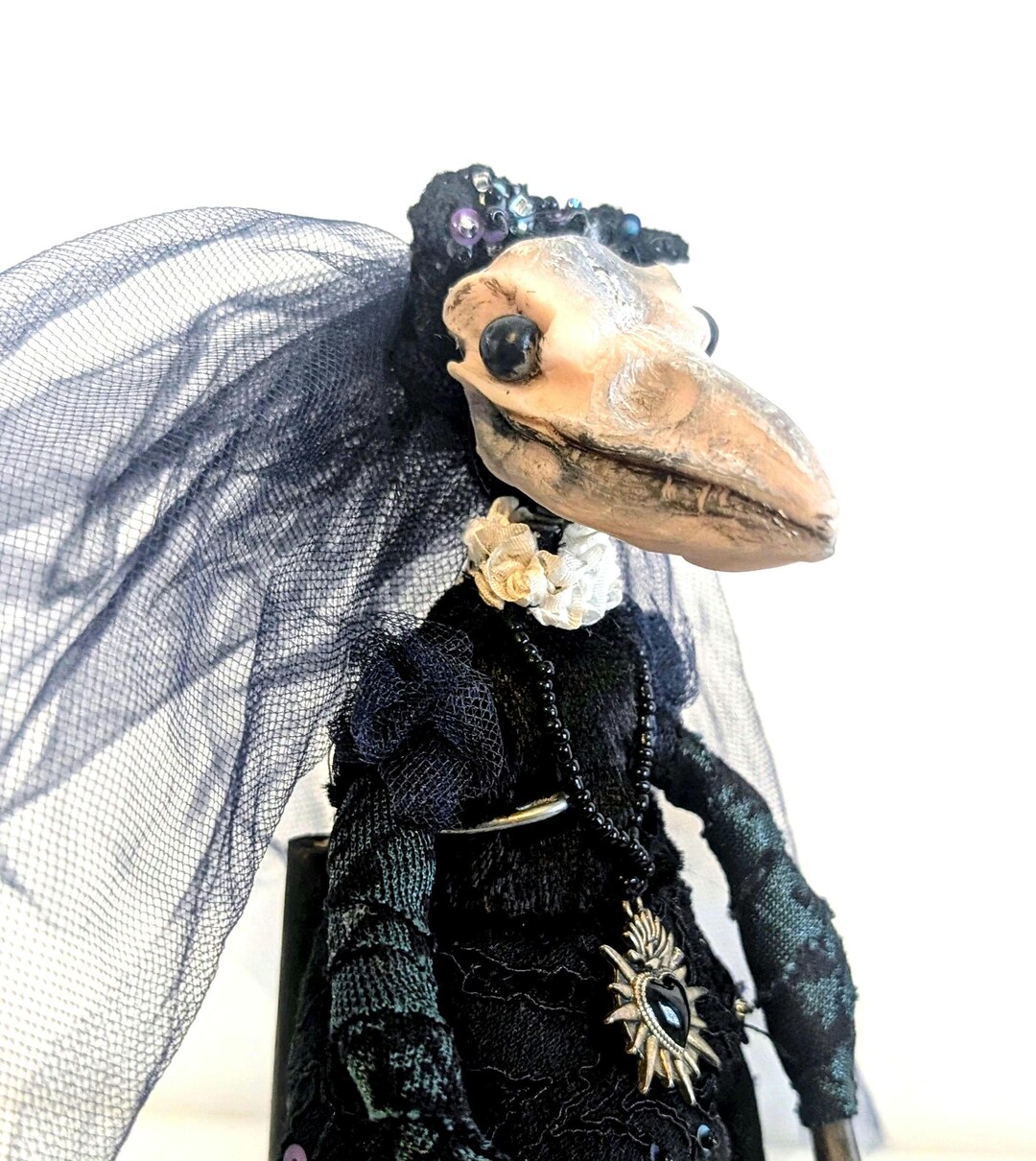 Raven Skull Art Doll OOAK Creepy Gothic Oddities Dark Academia Decor ...