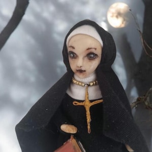 3.5" the NUN Figurine Creepy Doll Handmade Halloween Ornament OOAK Art ...