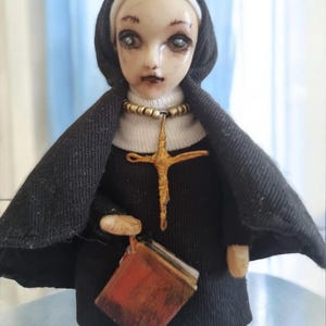 3.5" the NUN Figurine Creepy Doll Handmade Halloween Ornament OOAK Art ...