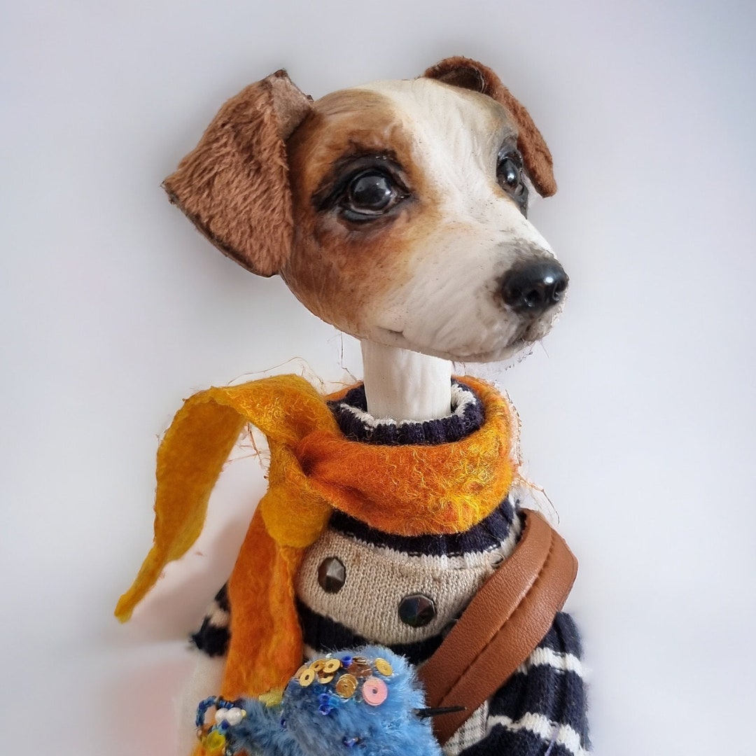 OOAK Art Doll Animal 12 Jack Russell Terrier Dog Figurine Poseable Art ...