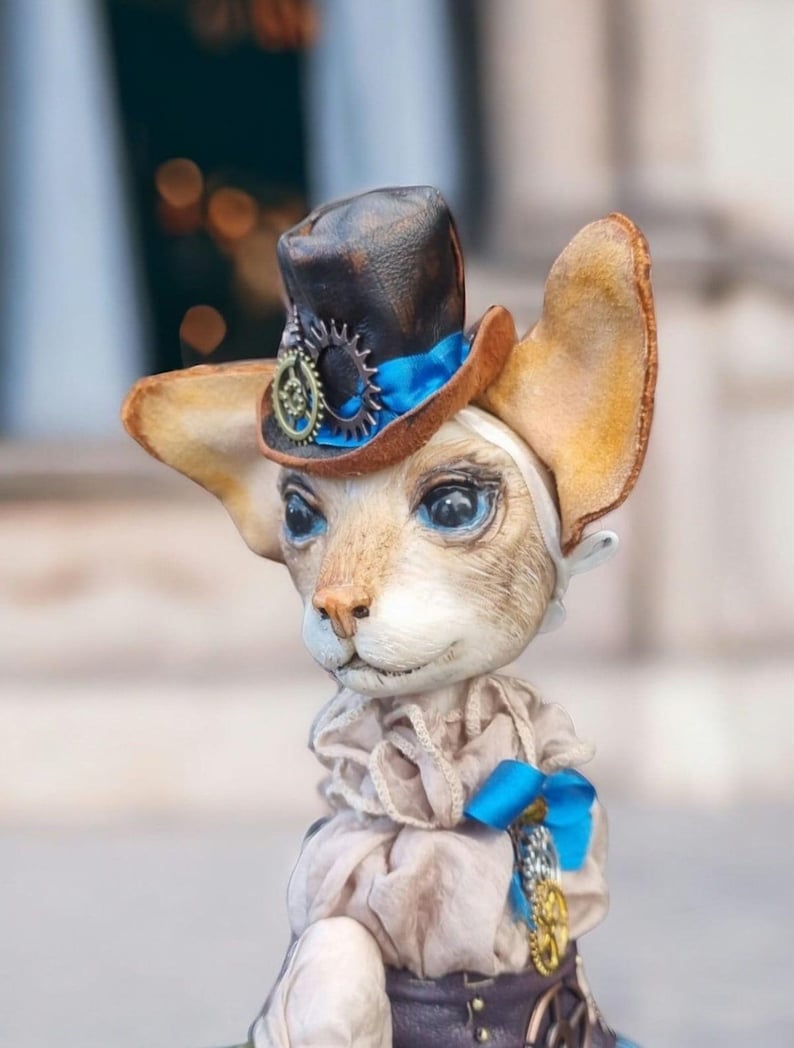 OOAK Steampunk Siamese Cat Art Doll – Poseable Collectible Sculpture ...