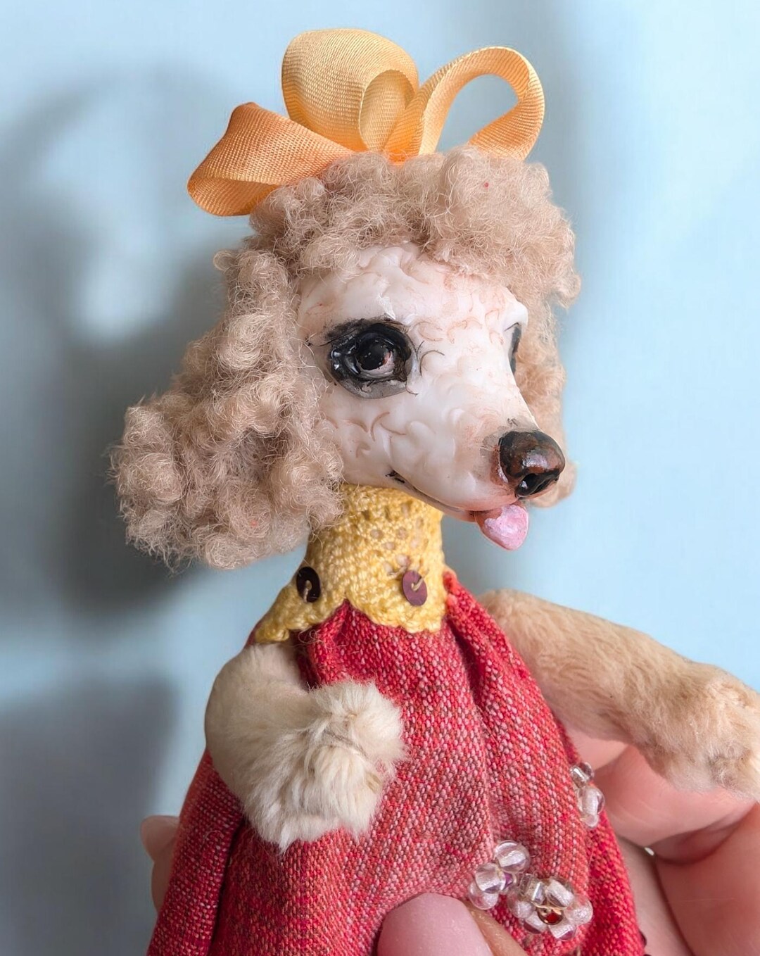3.9 OOAK Poodle Figurine Poseable Art Doll, Dog Remembrance Gift ...