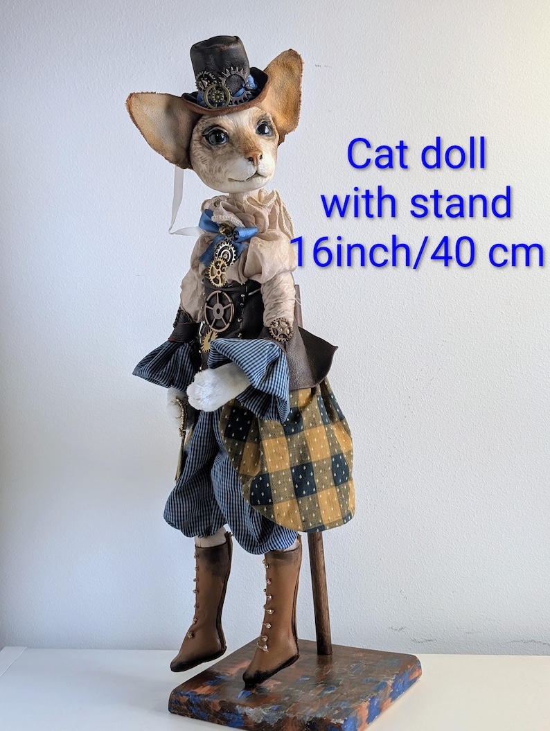 OOAK Steampunk Siamese Cat Art Doll – Poseable Collectible Sculpture ...