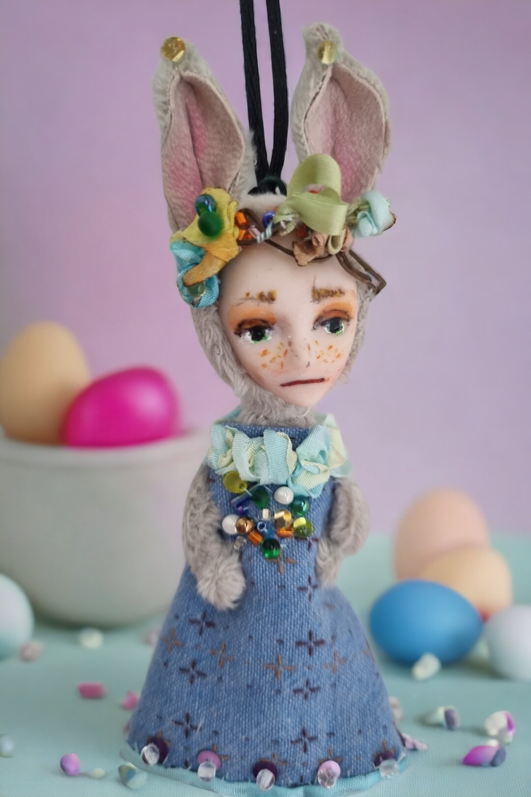 4 Fantasy Art Doll Creature Bunny Ornament Fantasy Creature Strange ...