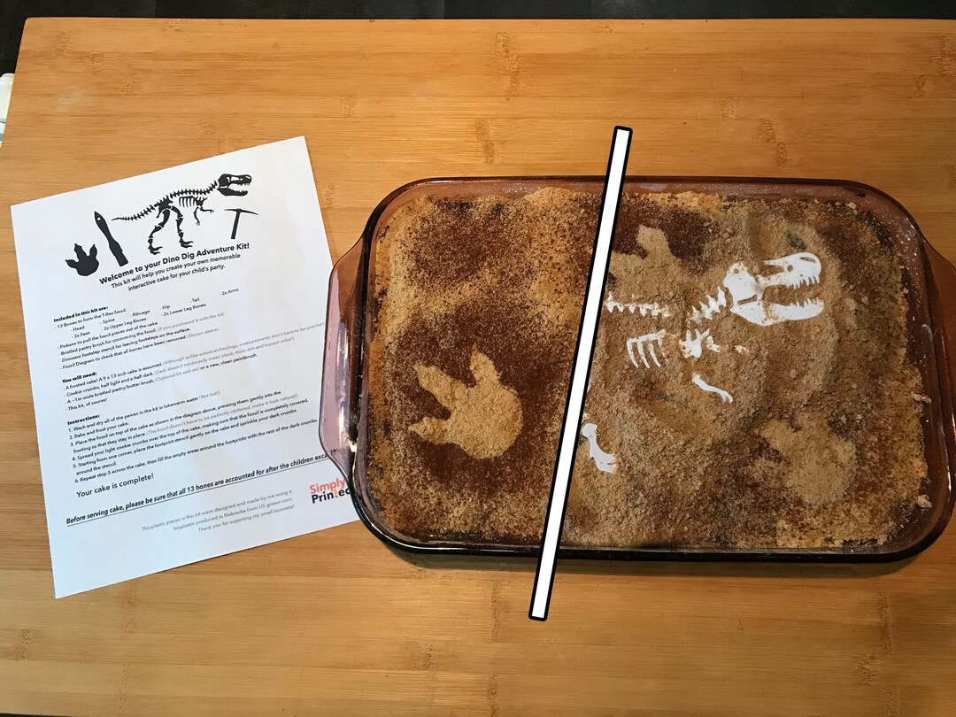 Dinosaur Fossil Reveal Cake Kit - Interactive Dino Dig Adventure Cake ...