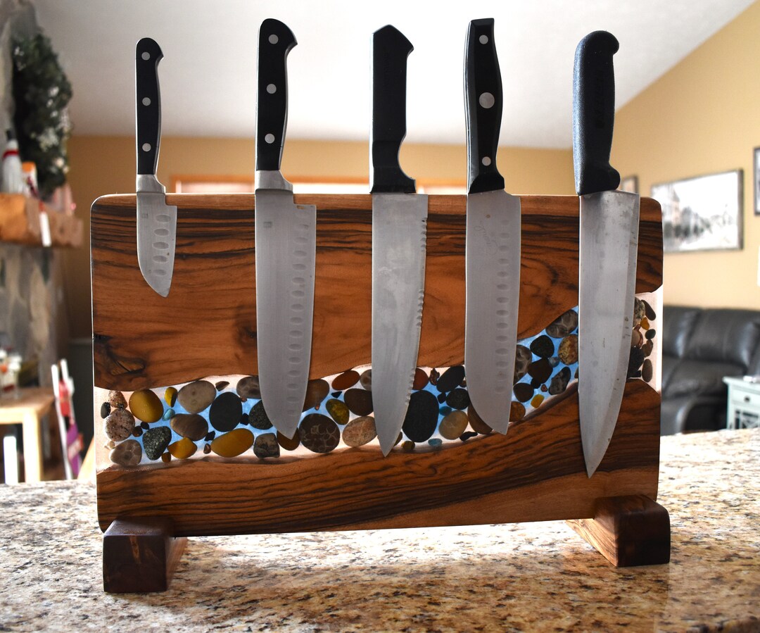 Magnetic Knife Rack, Knife Rack, Knife Storage, Petoskey Stone Magnetic ...