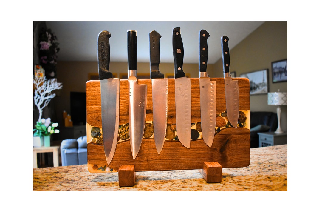 Magnetic Knife Rack, Knife Rack, Knife Storage, Petoskey Stone Magnetic ...