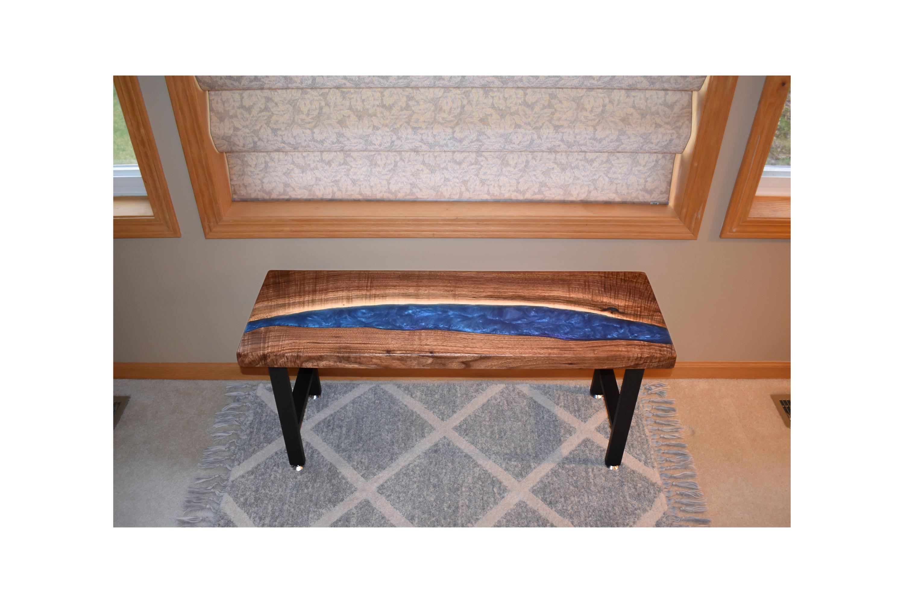 Wood Bench, Rustic Bench, Foyer Bench, Epoxy River Bench, Live Edge ...