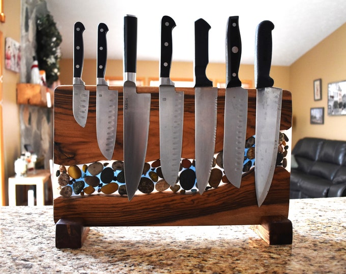 Magnetic Knife Rack, Knife Rack, Knife Storage, Petoskey Stone Magnetic ...