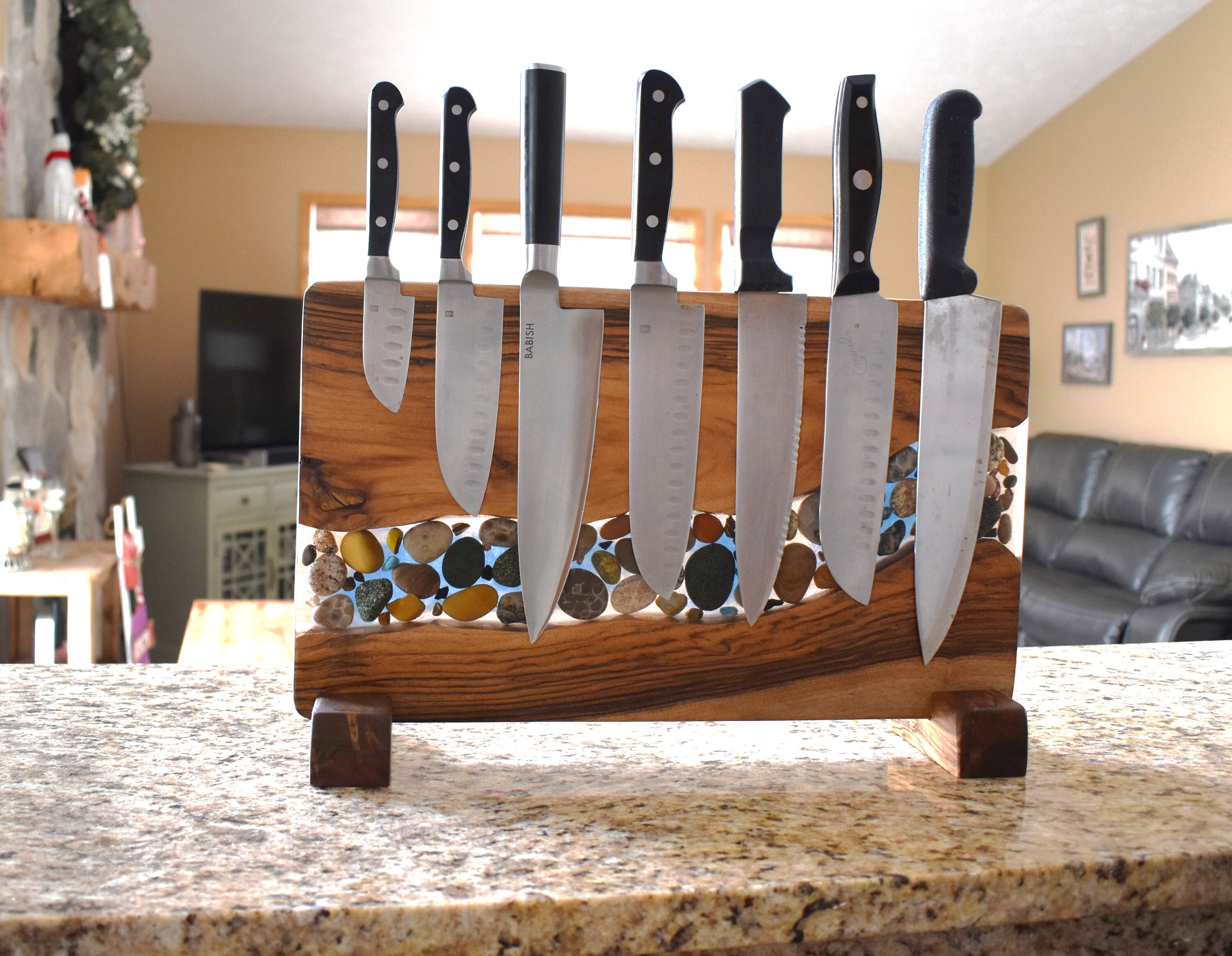Magnetic Knife Rack, Knife Rack, Knife Storage, Petoskey Stone Magnetic ...