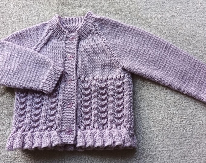 Baby Girls Dusky Lilac Cardigan Hand-knitted in a Soft Smooth Baby Yarn ...