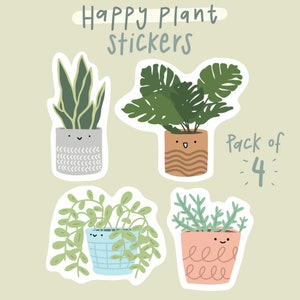 Plant Stickers - Plant Sticker Pack - Happy Plants - Herb Stickers ...