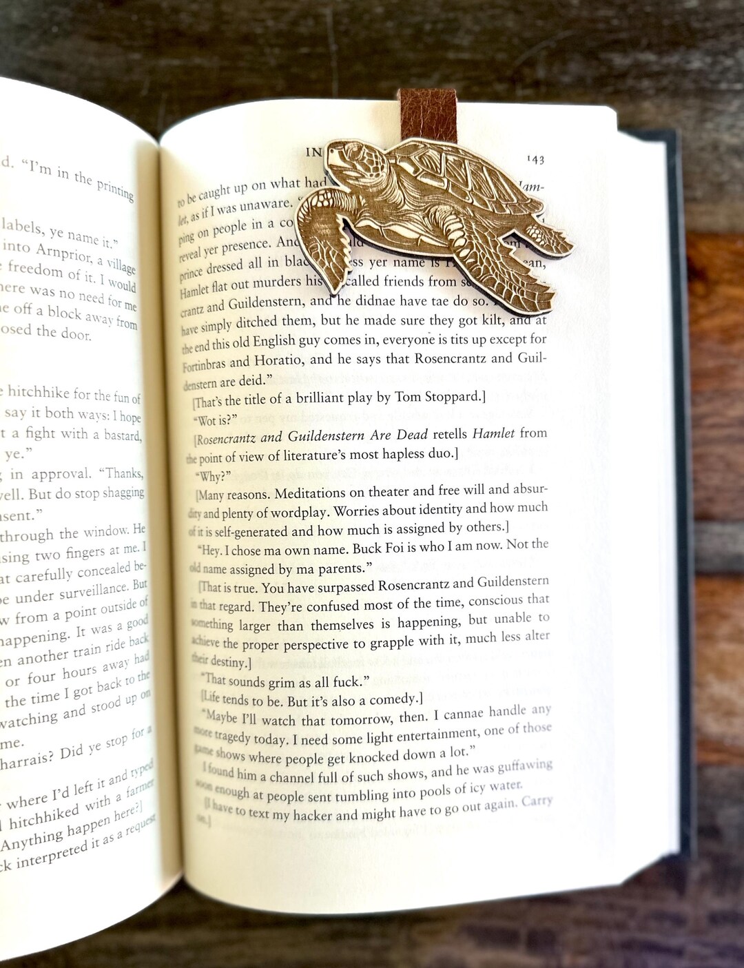 Sea Turtle Magnetic Bookmark, Wood and Leather Magnetic Bookmark, Wood ...