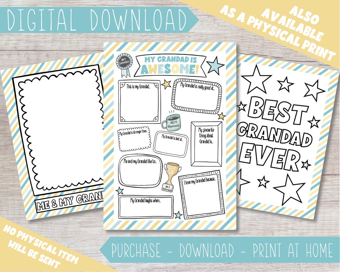 Grandad Printable Gift, Print at Home, Grandad Birthday Printable ...