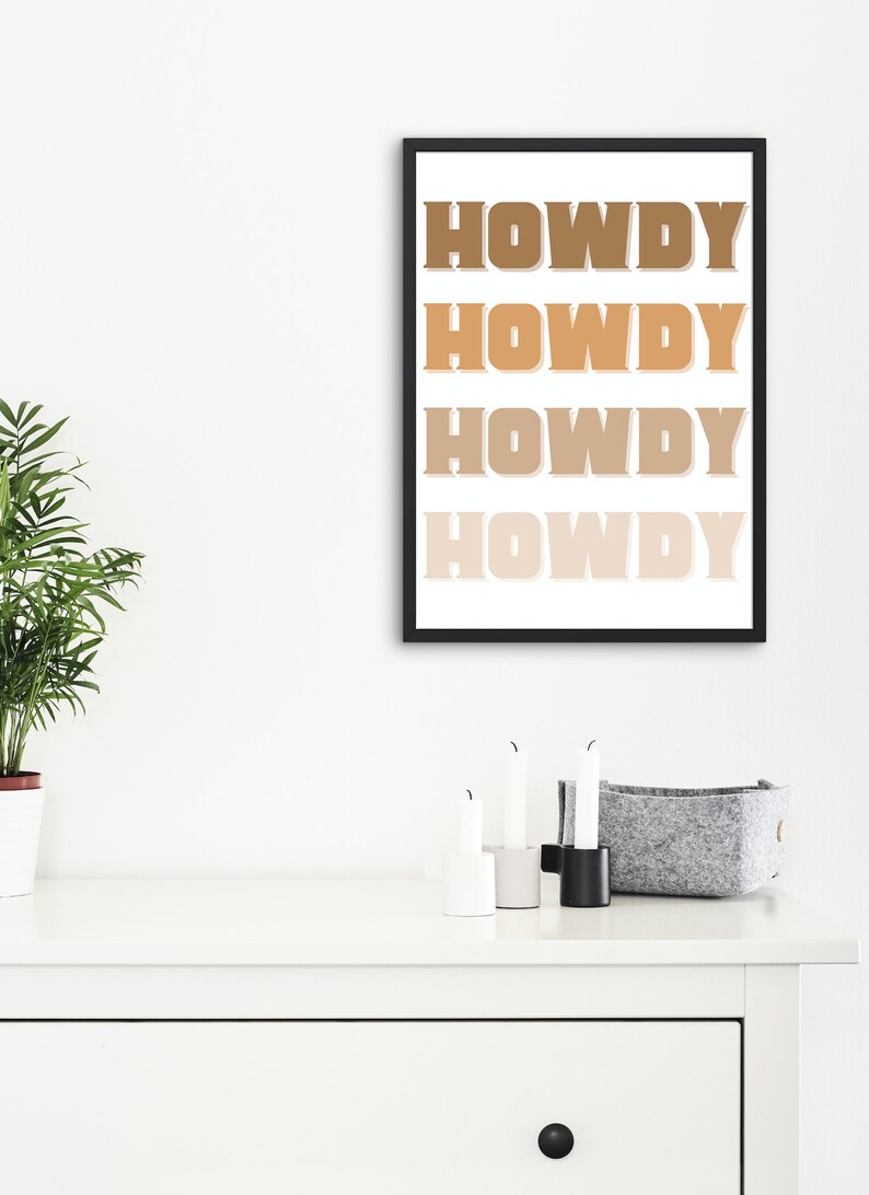Printable Boho Wall Print Howdy Western Dorm Decor Cowboy Print Square ...