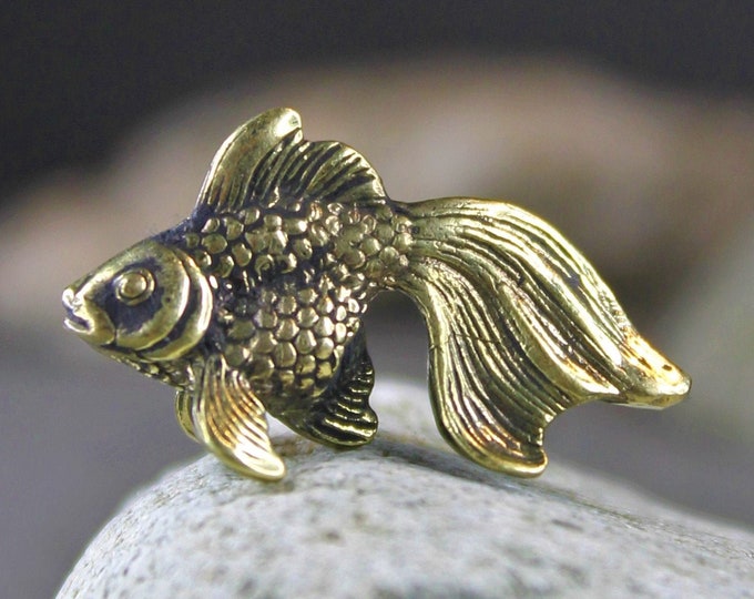 Goldfish Figure Mini Brass Handmade Collectible Fish Figurine | Etsy